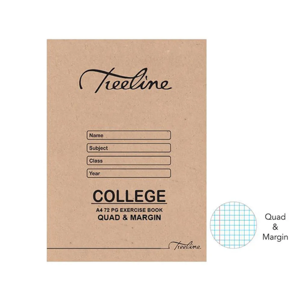 A4 College Exercise Book 72Pg Quad Margin PLASTILON A4 College Exercise Book 72Pg Quad Margin PLASTILON
